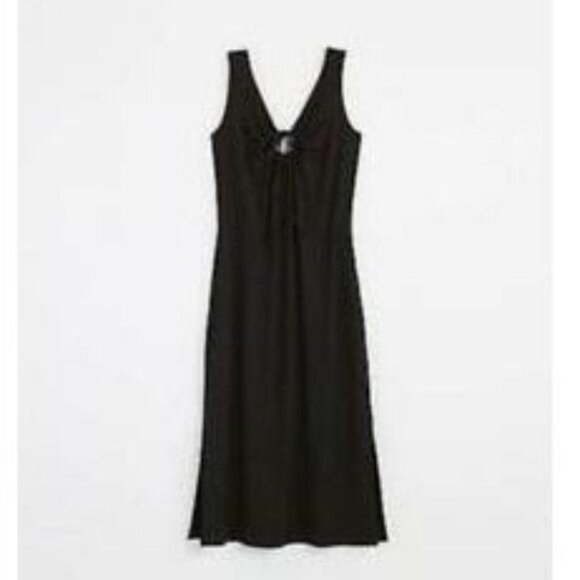 LOFT | Dresses | Nwt Loft Beach Ribbed Keyhole Midi Dress In Black Xs ...